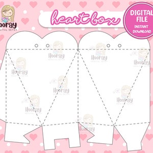 Heart Box Template - Instant Download - Heart Box Printable - Heart Box ...