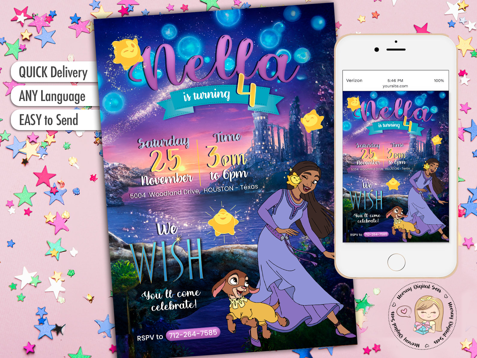 Wish Birthday Editable Template Invitation, Wish Birthday, Wish Party ...