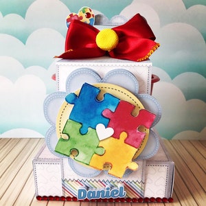 Autism Party - Favors Boxes Personalized, Party Supplies Tags Digital ...