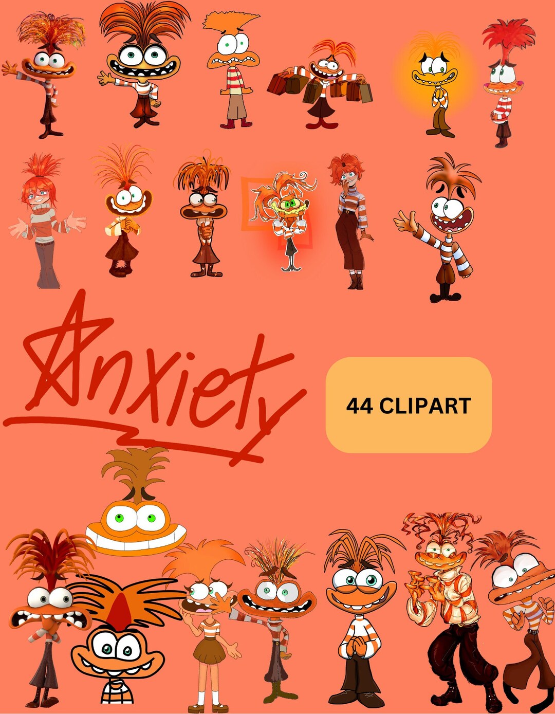 Anxiety Inside Out 2 Clipart PNG – Inside Out Scrapbook, Inside Out 2 ...