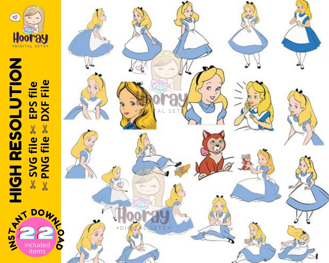 Alice in Wonderland SVG Alice in Wonderland Cut File Alice - Etsy