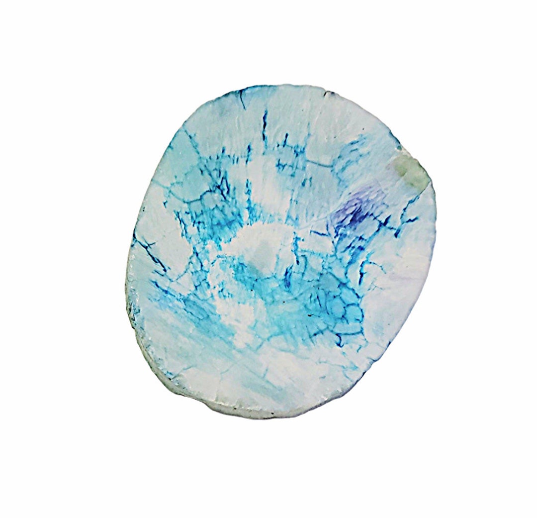 Blue Natural Rough Flat Agate Slab Large 32x38mm Gemstone Focal Bead ...