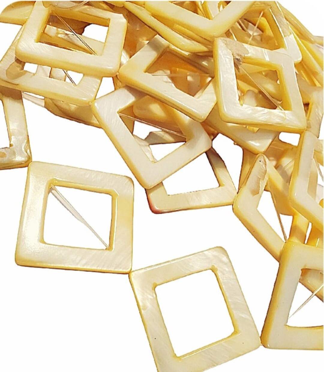 Yellow Mother of Pearl Shell Diamond Beads Strand 32mm - Etsy