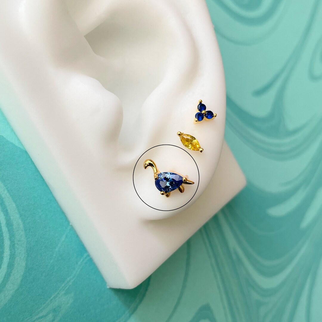 Tiny Brontosaurus Dino Studs, Navy Brontosaurus Earrings, Present for Daughter, Gift for Girl ...
