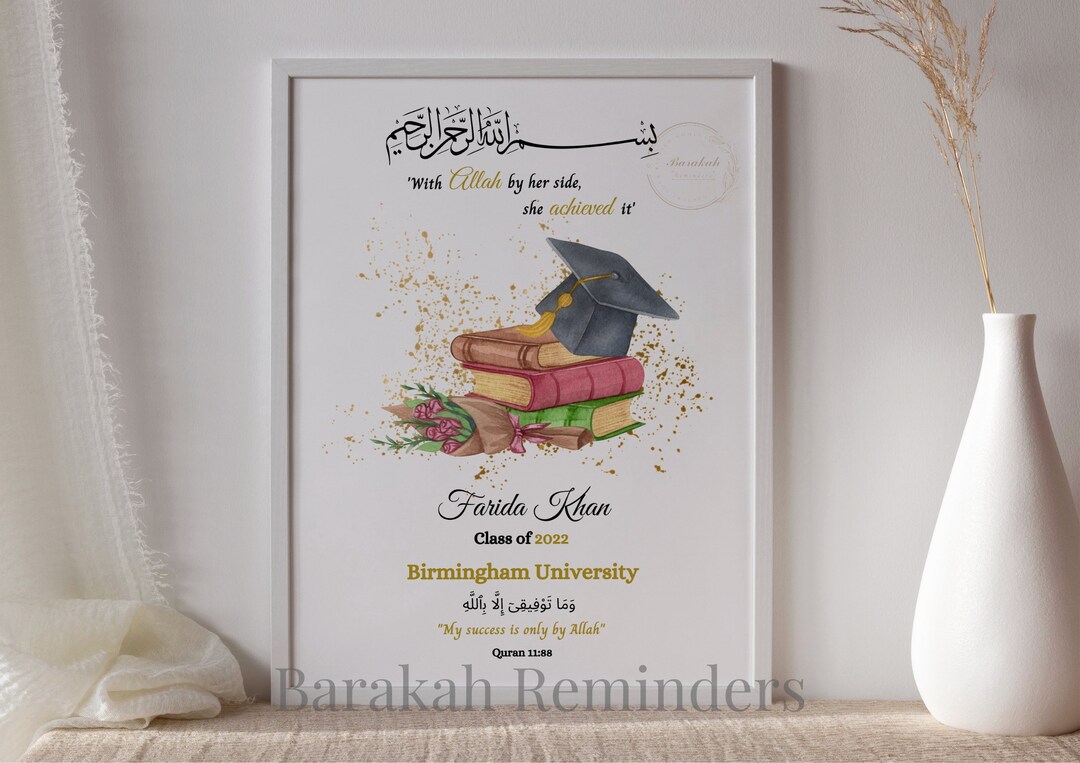 Muslim Graduation Gift, Graduation Print, Personalised Graduation Gift ...