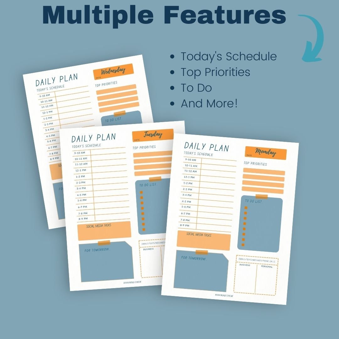 Orange and Green Daily Planner, Daily Schedule, Printable Planner, 7 ...