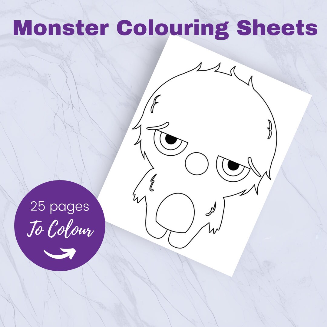 25 Monster Colouring Sheets, Volume 2, Monster Printable, Monster ...