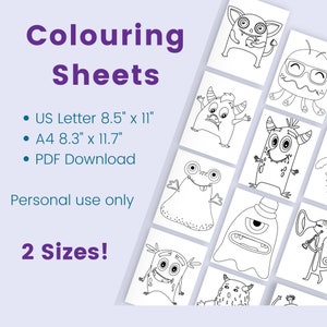 25 Monster Colouring Sheets Vol 1, Monster Printable, Monster Activity ...