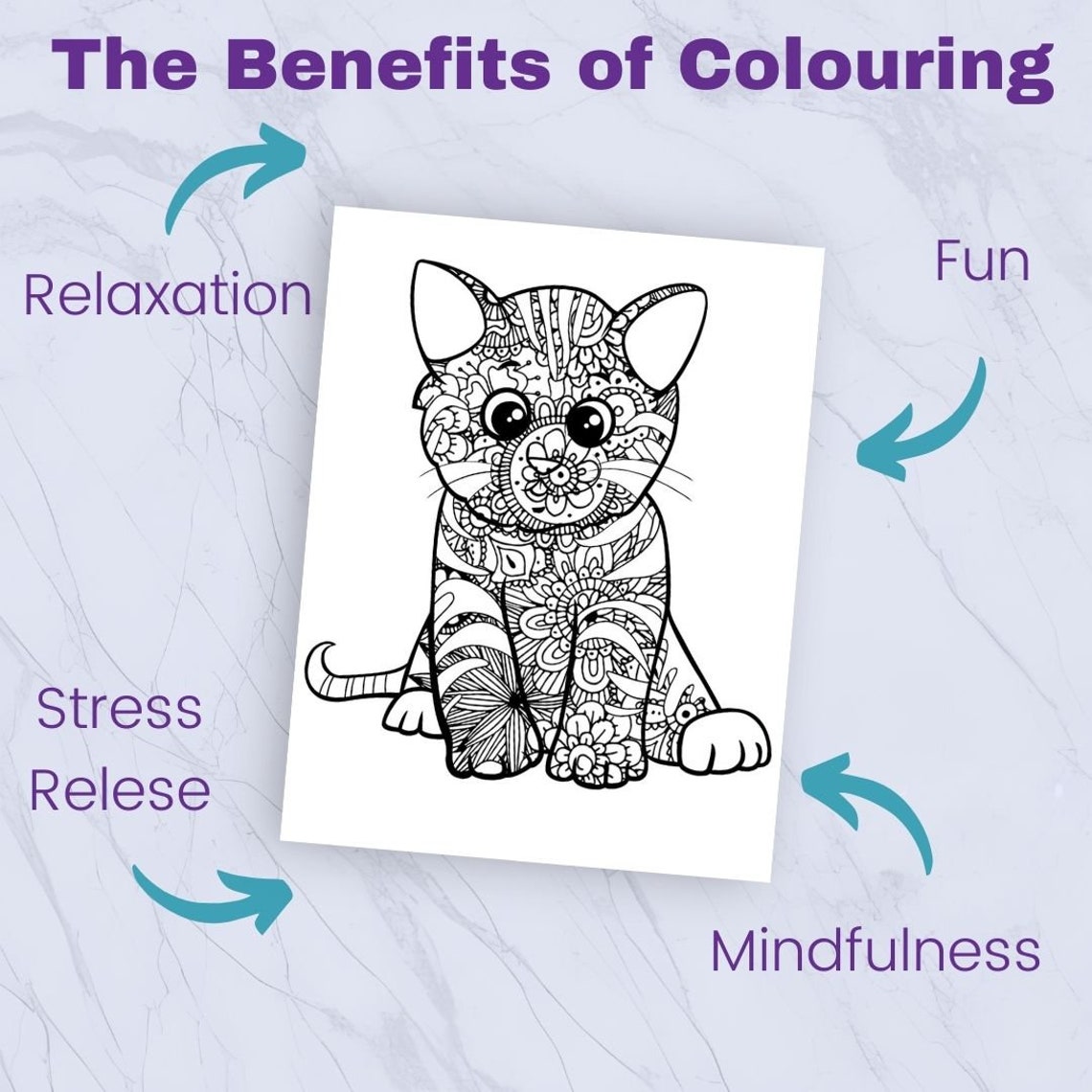 10 Cat Colouring Sheets, Cat Printable, Cat Activity, Adult and ...