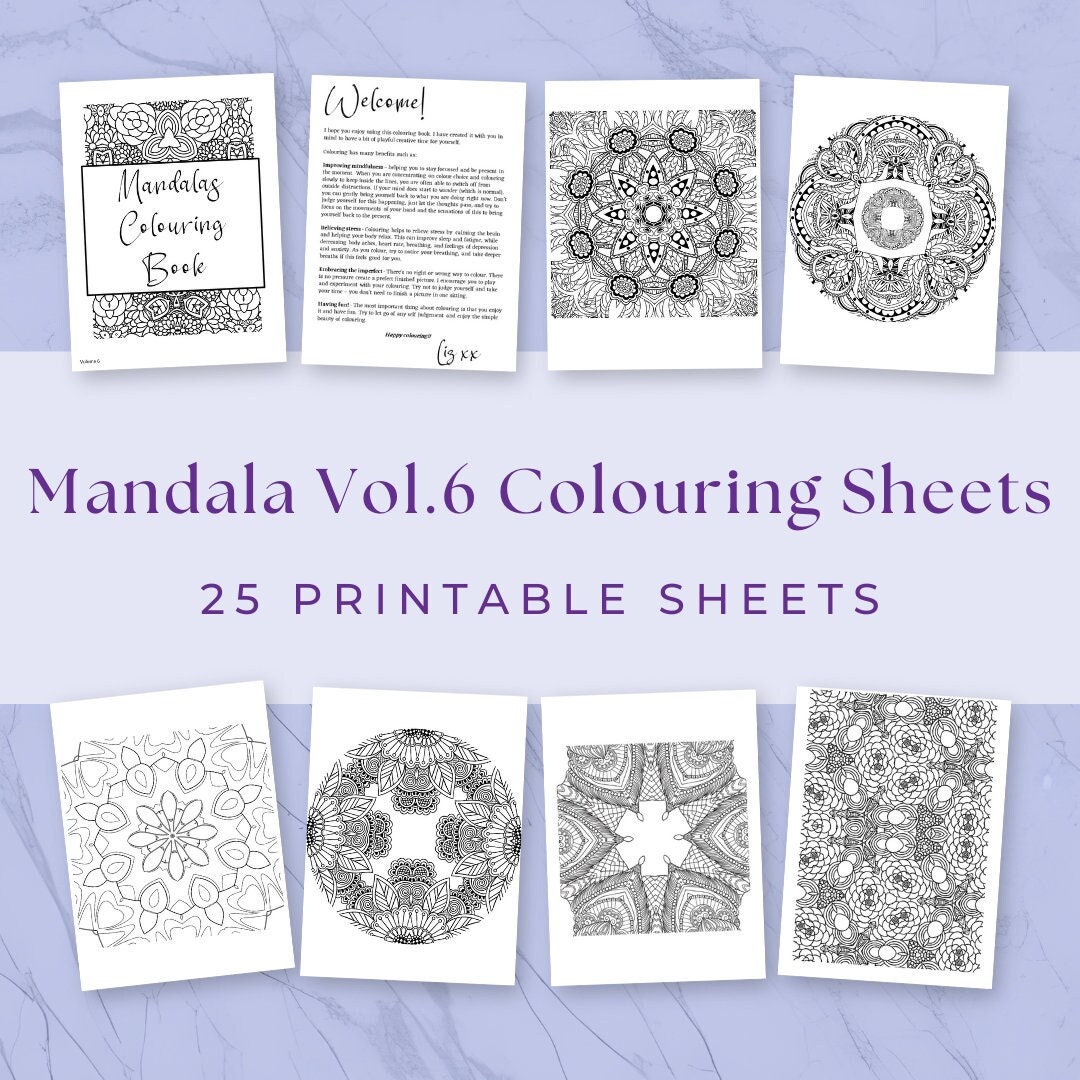 25 Mandala Colouring Sheets, Volume 6, Mandala Printable, Mandala ...