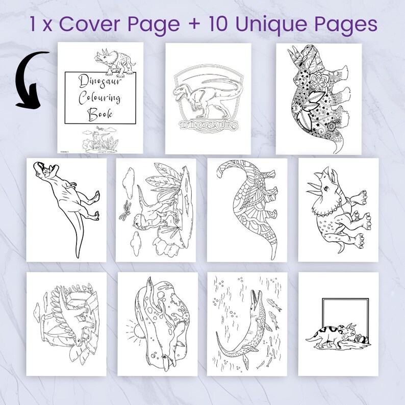 10 Dinosaur Colouring Sheets Vol 2, Dinosaur Printable, Dino Activity ...