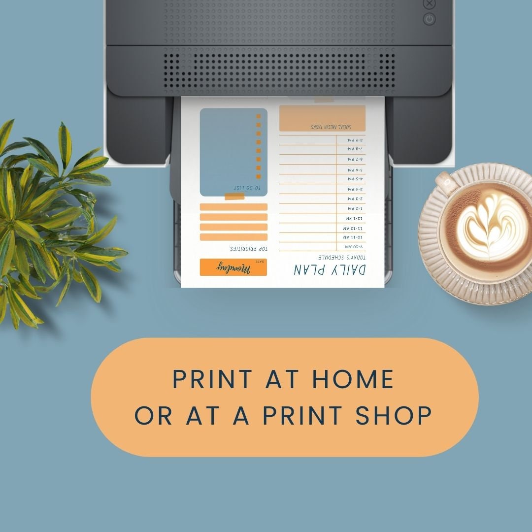 Orange and Green Daily Planner, Daily Schedule, Printable Planner, 7 ...