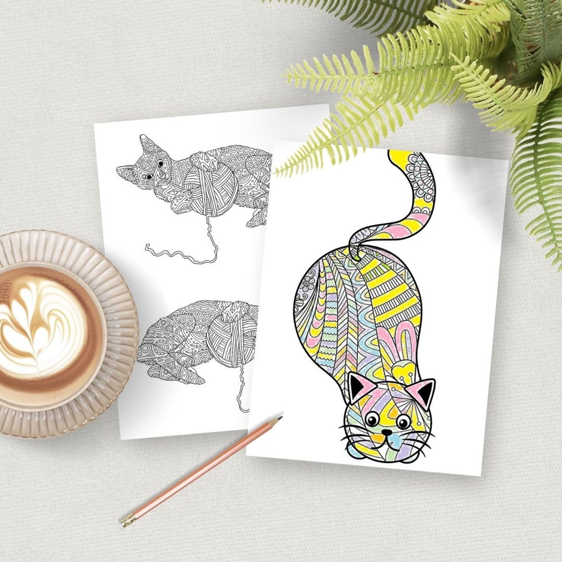 10 Cat Colouring Sheets, Cat Printable, Cat Activity, Adult and ...