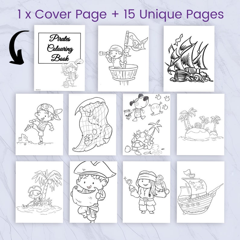 15 Pirate Colouring Sheets Vol.1 Pirate Printable Pirate - Etsy