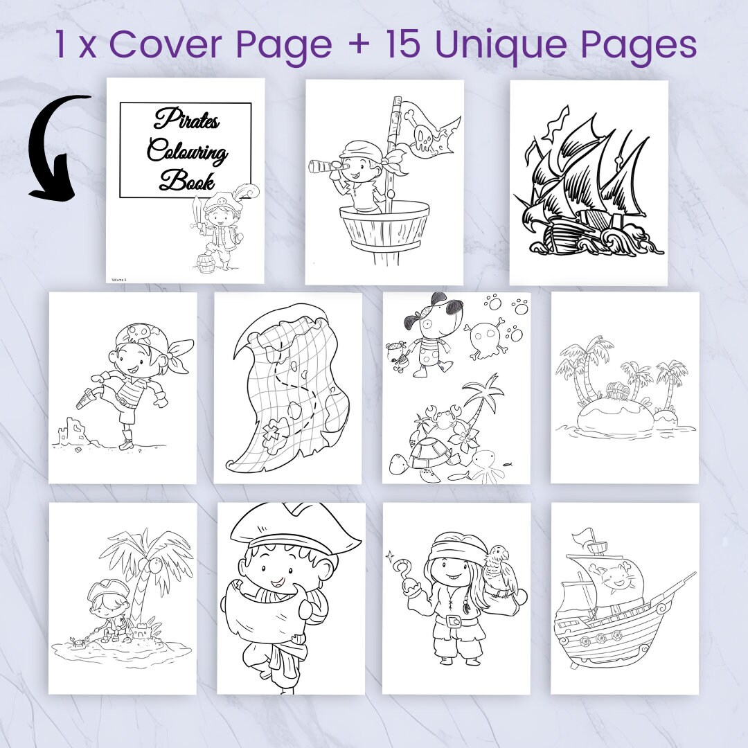 15 Pirate Colouring Sheets Vol.1, Pirate Printable, Pirate Activity ...