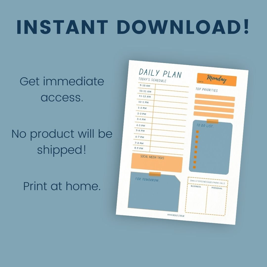 Orange and Green Daily Planner, Daily Schedule, Printable Planner, 7 ...
