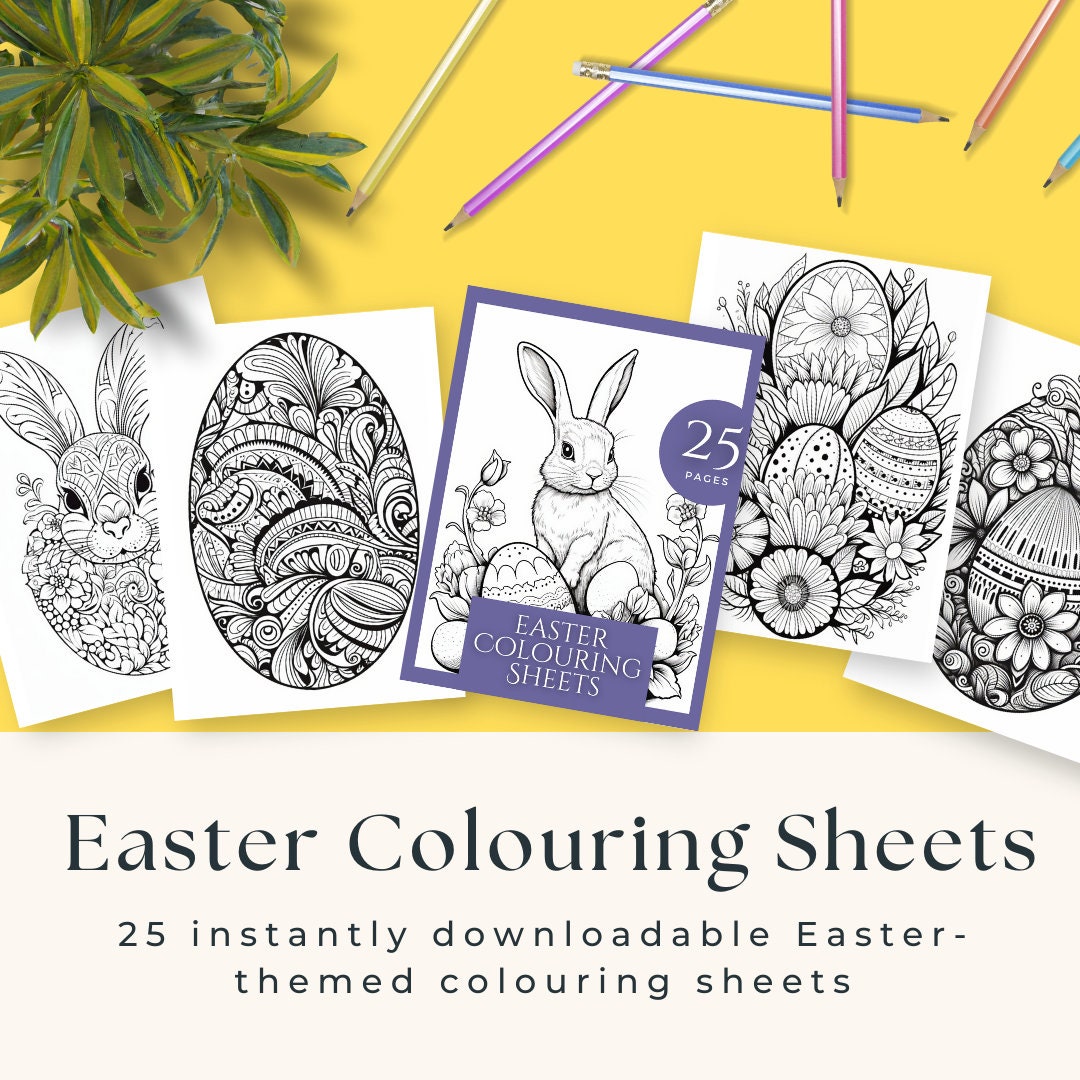 25 Easter Colouring Sheets, Easter Printable, Easter Activity, Spring ...