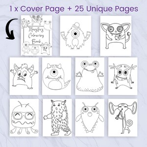 25 Monster Colouring Sheets Vol 1, Monster Printable, Monster Activity ...