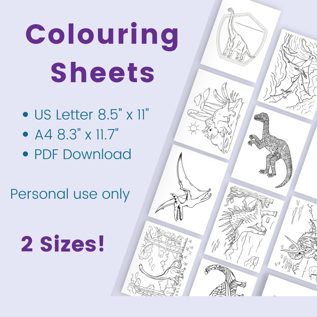 10 Dinosaur Colouring Sheets Vol.3, Dino Printable, Dinosaur Activity ...