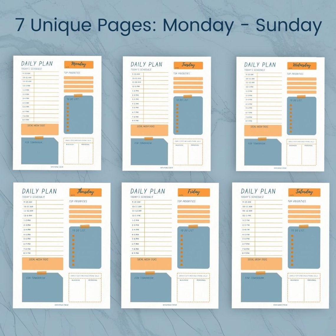 Orange and Green Daily Planner, Daily Schedule, Printable Planner, 7 ...