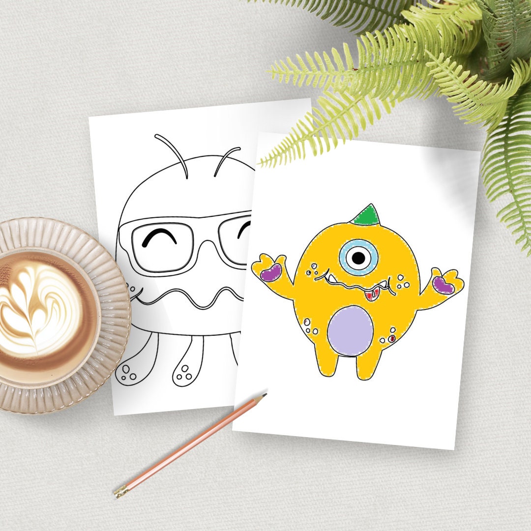 25 Monster Colouring Sheets Vol 1, Monster Printable, Monster Activity ...