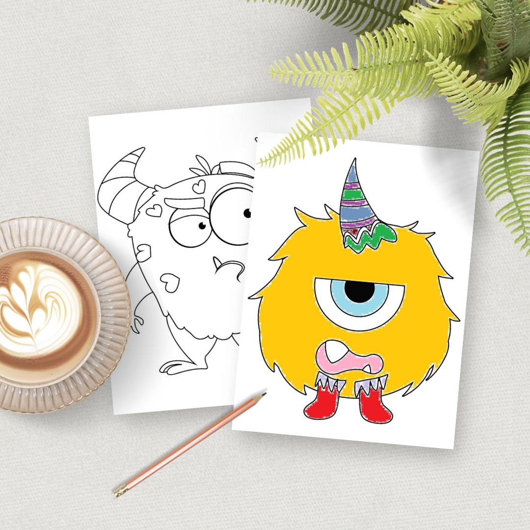 25 Monster Colouring Sheets, Volume 2, Monster Printable, Monster ...