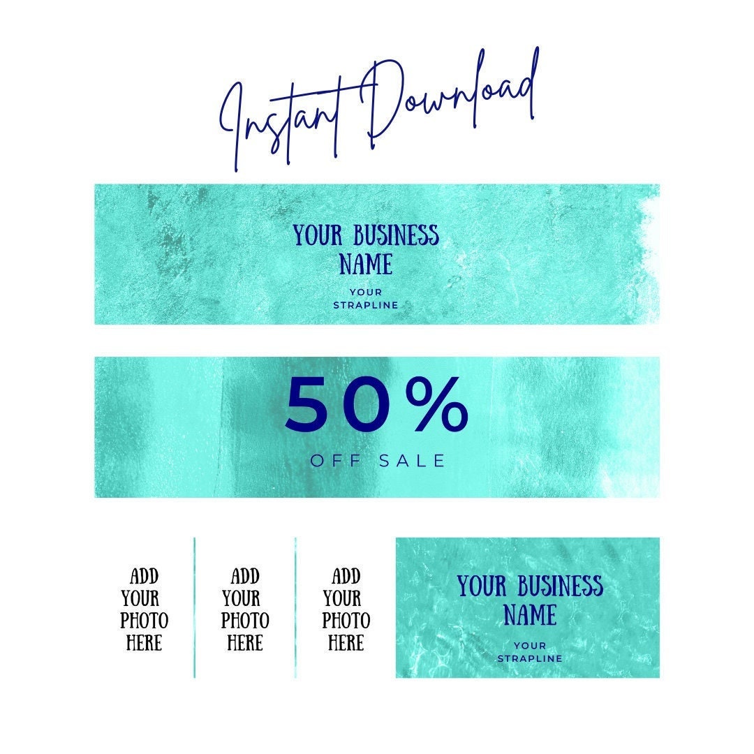 Turquoise Texture Etsy Banner Template, Canva Template, Etsy Template ...