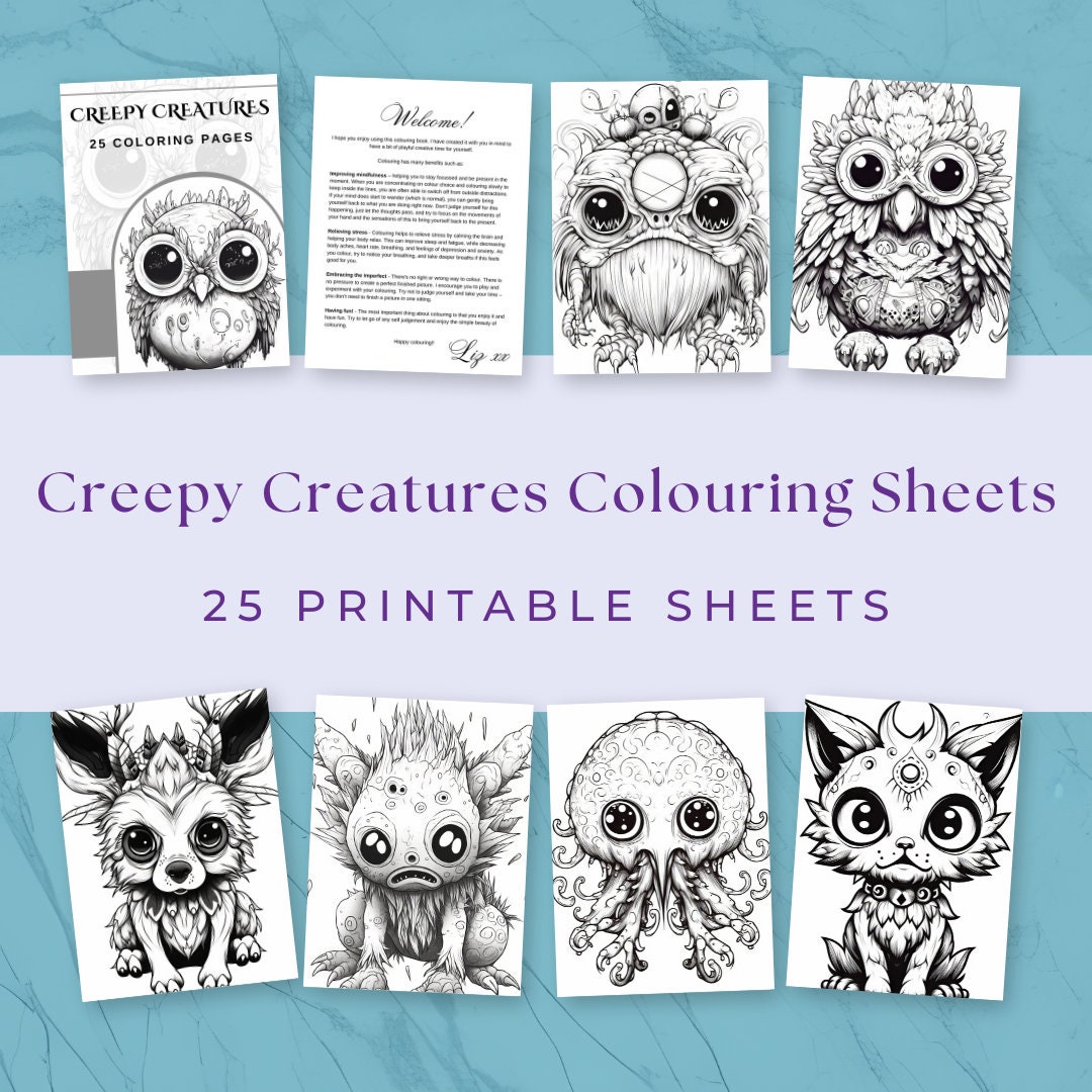 Creepy Creatures Colouring Sheets, Halloween Printable, Halloween ...