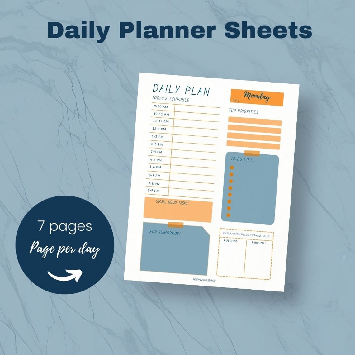 Orange and Green Daily Planner, Daily Schedule, Printable Planner, 7 ...