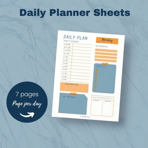 Orange and Green Daily Planner, Daily Schedule, Printable Planner, 7 ...