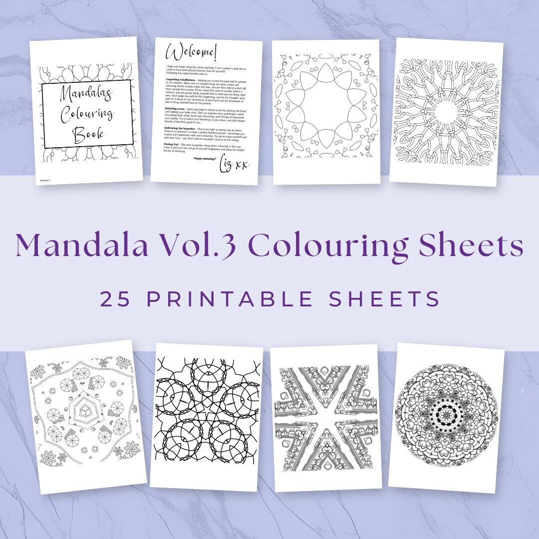 25 Mandala Colouring Sheets, Volume 3, Mandala Printable, Mandala ...
