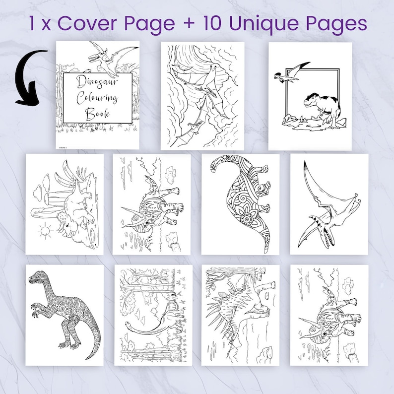 10 Dinosaur Colouring Sheets Vol.3, Dino Printable, Dinosaur Activity ...