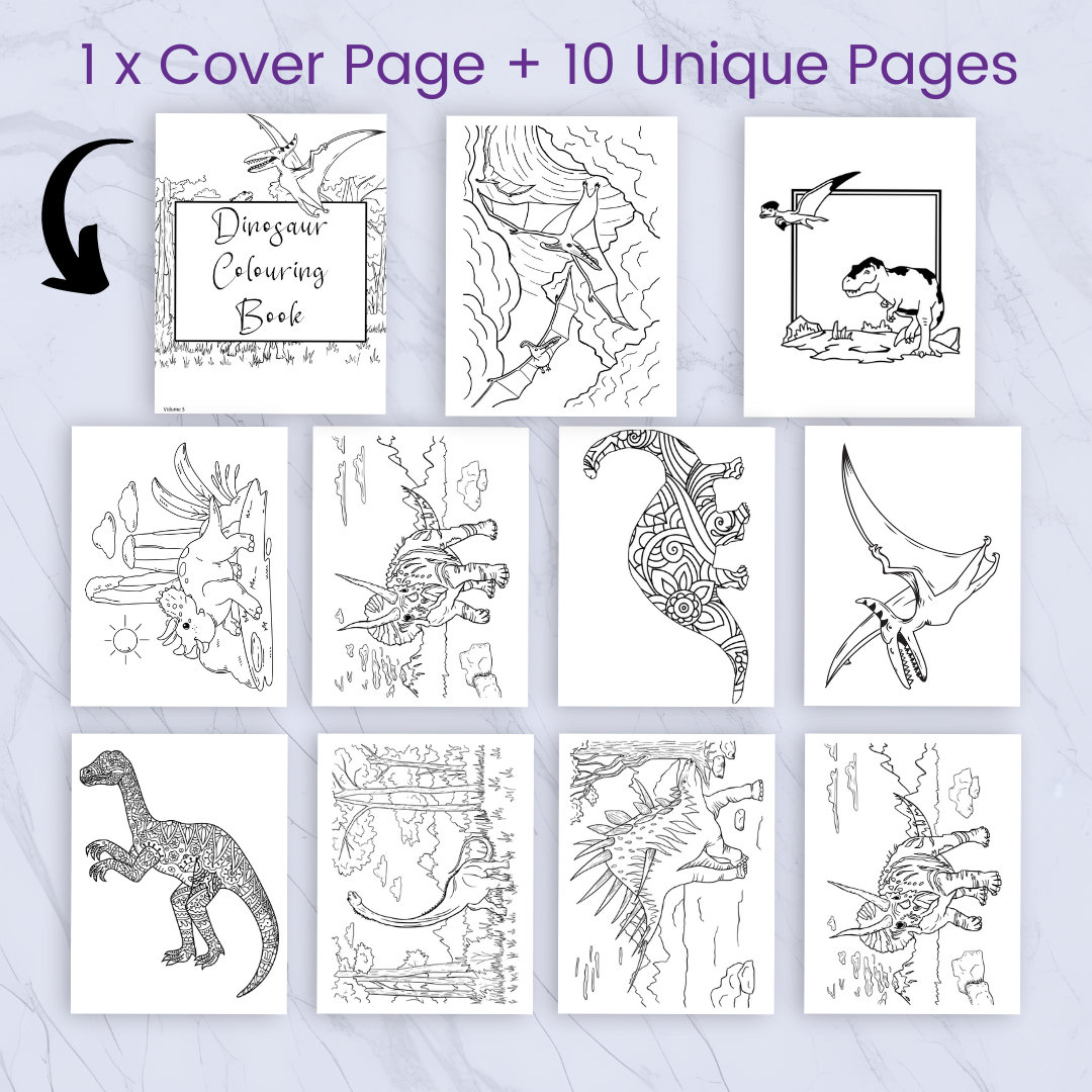 10 Dinosaur Colouring Sheets Vol.3, Dino Printable, Dinosaur Activity ...