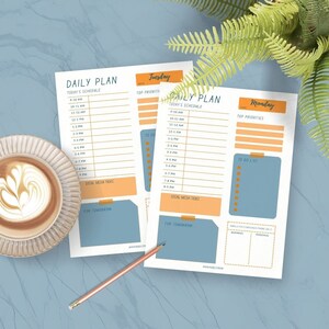 Orange and Green Daily Planner, Daily Schedule, Printable Planner, 7 ...
