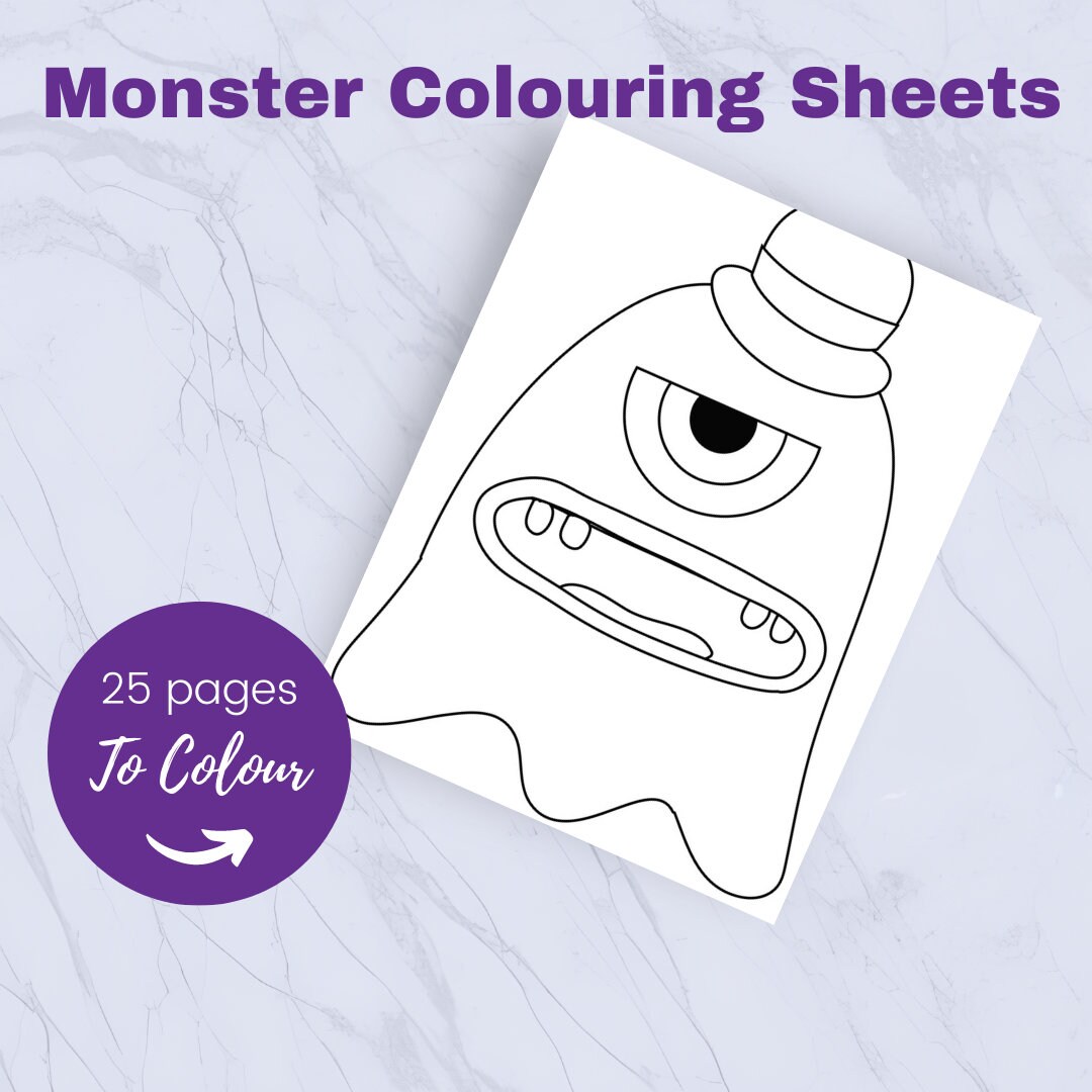 25 Monster Colouring Sheets Vol 1, Monster Printable, Monster Activity ...
