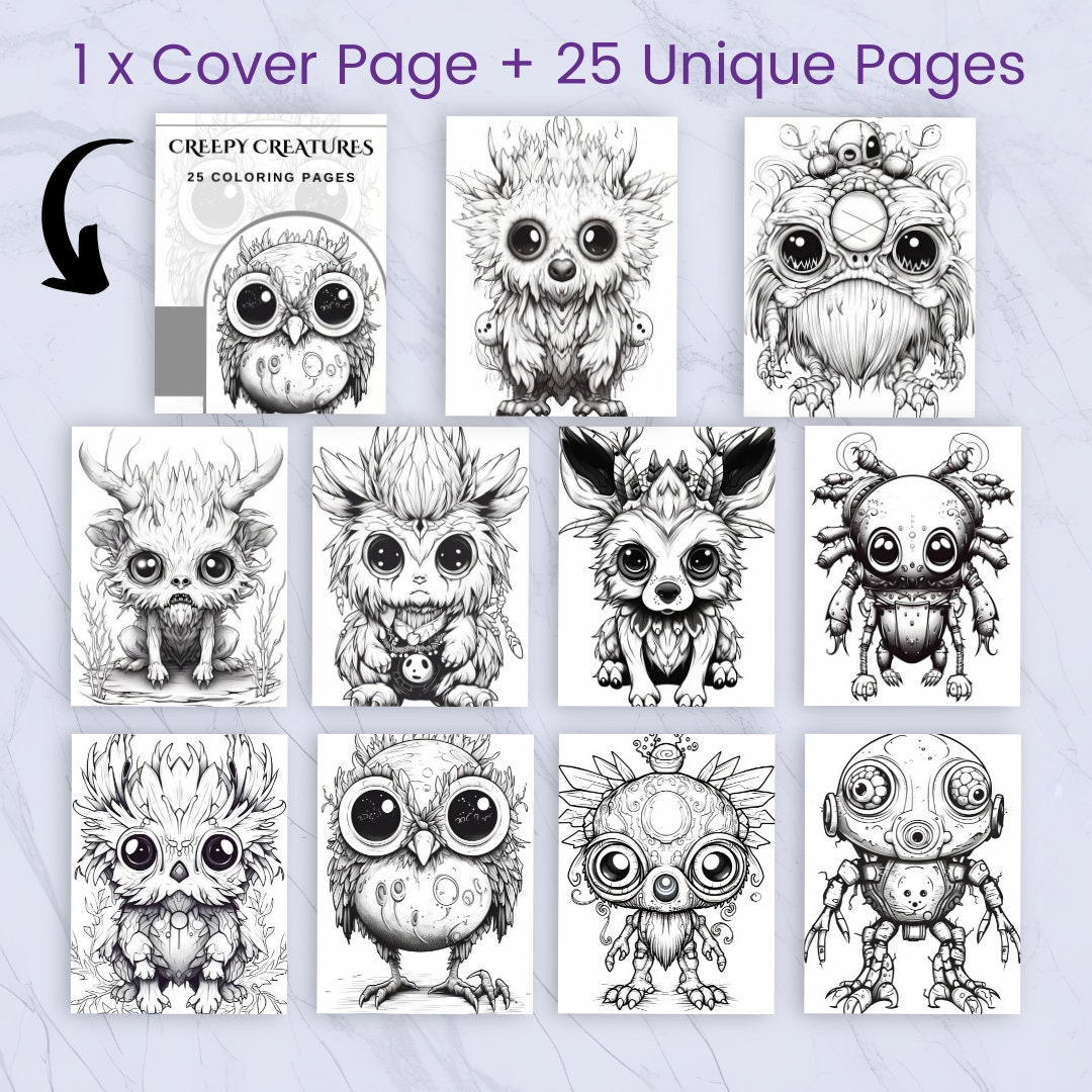 Creepy Creatures Colouring Sheets, Halloween Printable, Halloween ...