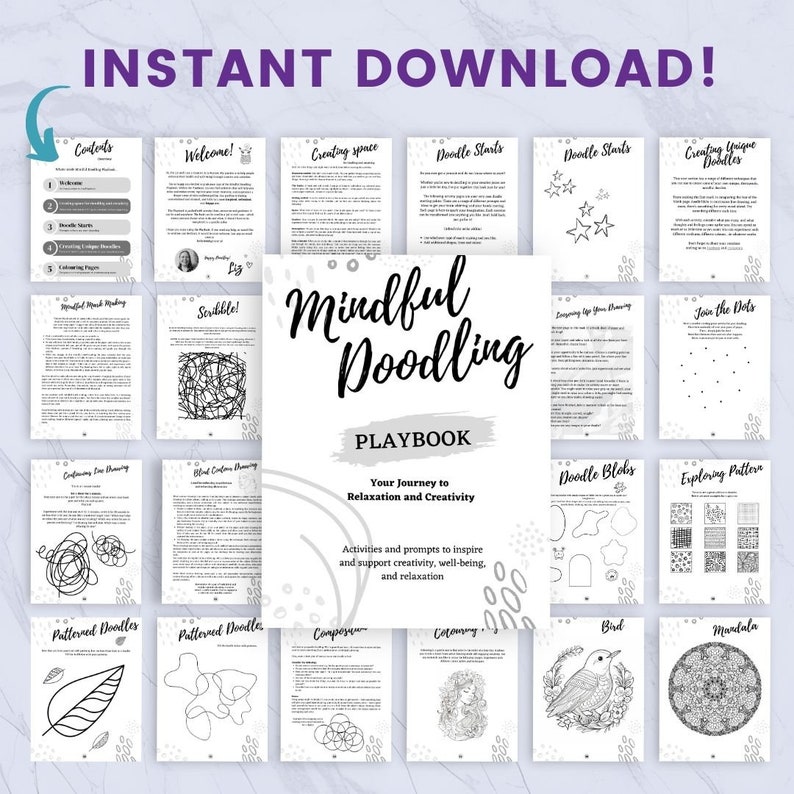 Mindful Doodling Playbook, Printable Mindfulness Activities, Creative ...