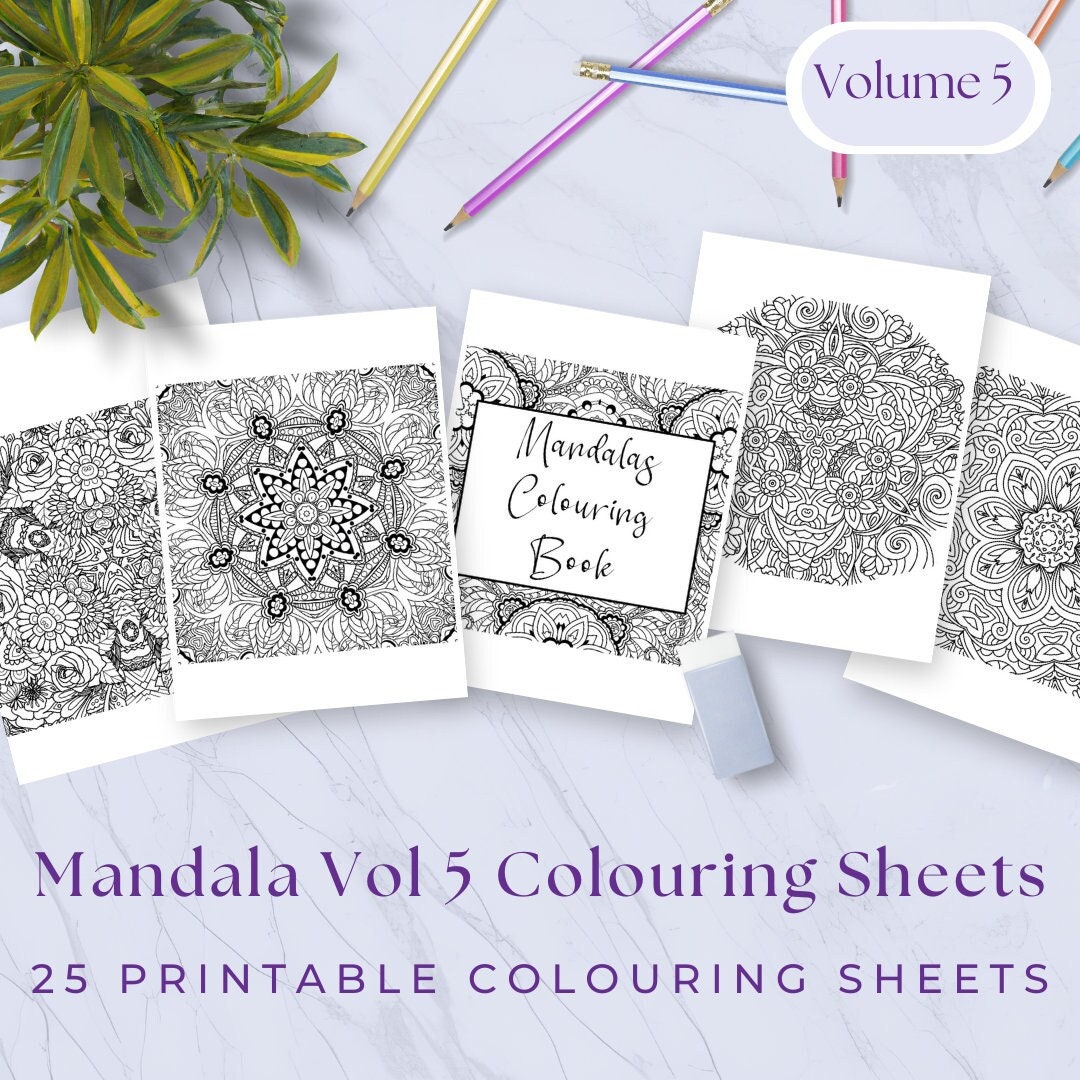 25 Mandala Colouring Sheets, Volume 5, Mandala Printable, Mandala ...