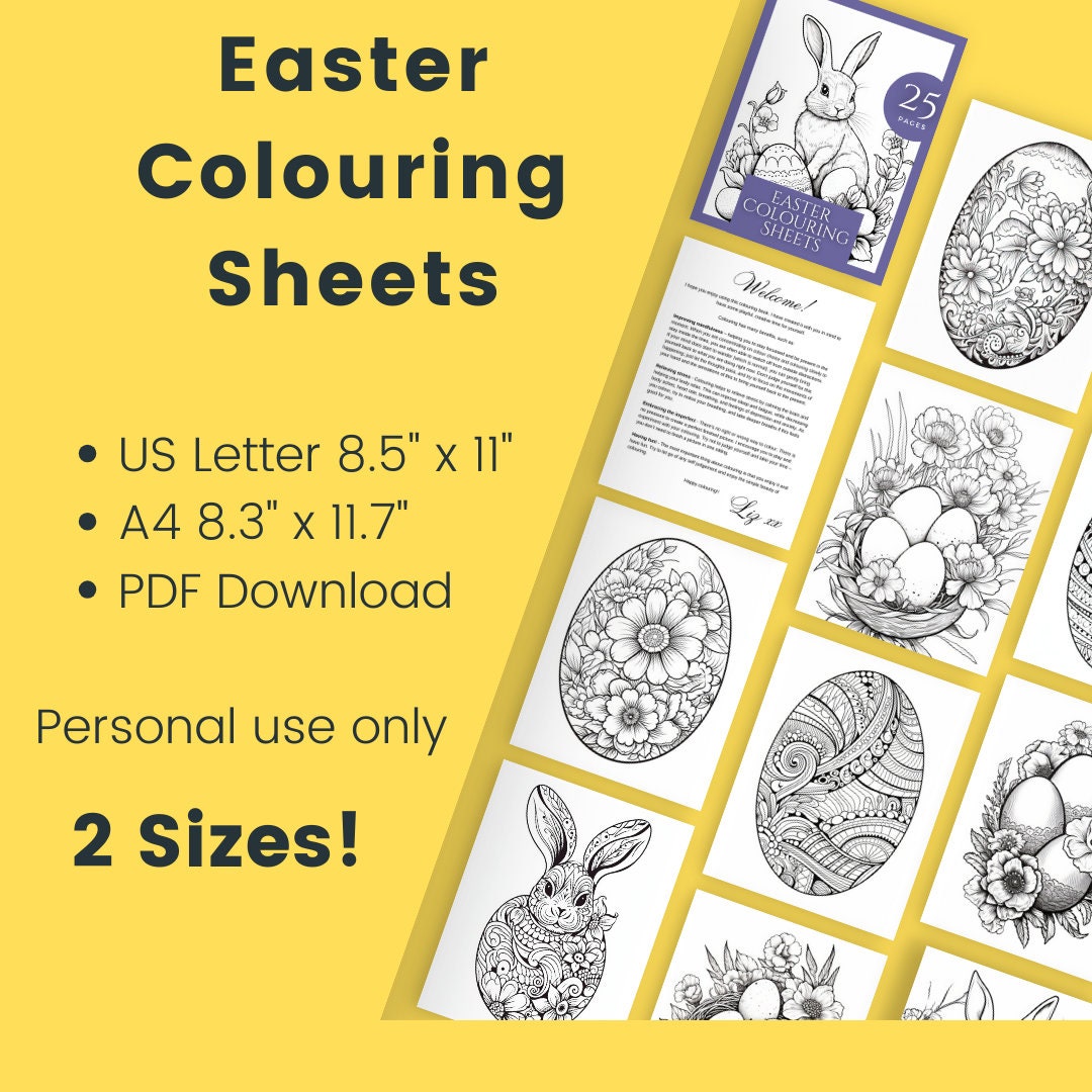25 Easter Colouring Sheets, Easter Printable, Easter Activity, Spring ...
