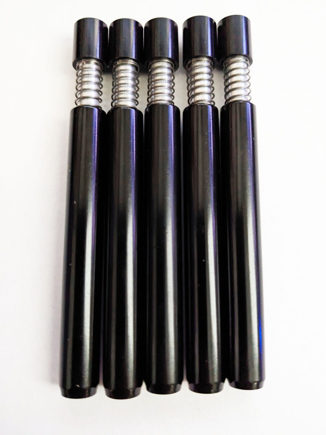 5x Metal One Hitters Black Spring Loaded 1 Hit Pipes 3.16" Long, 0.31 ...