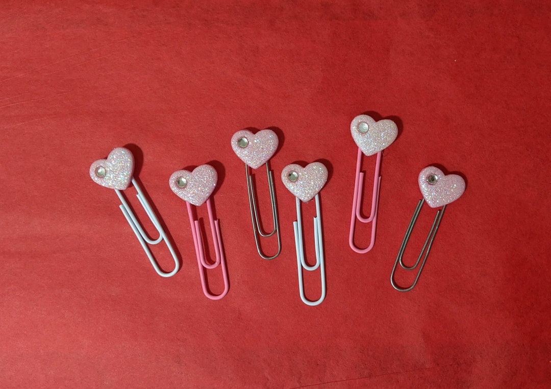 Cute Pink Heart Paper Clip, Planner Paper Clips, Bible Clips, Heart ...
