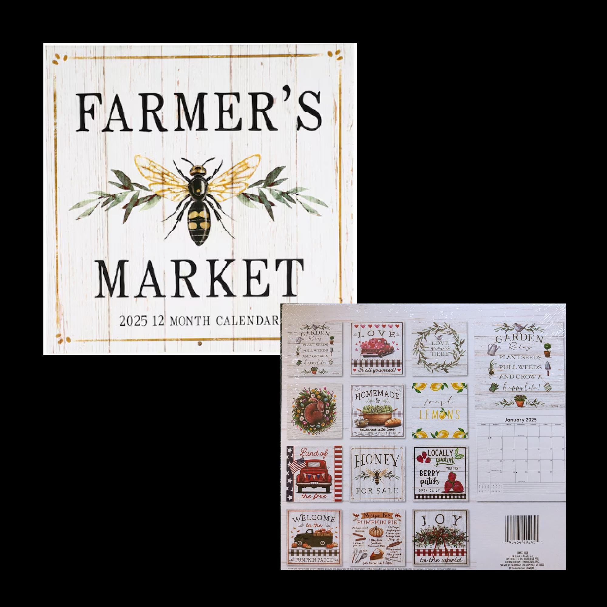 2025 Wall Calendar Dollar Tree, Farmers Market, Farm House Calendar ...