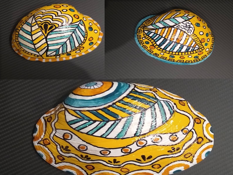 Hand Painted Patterned Seashell Collections in 4 Different Color ...