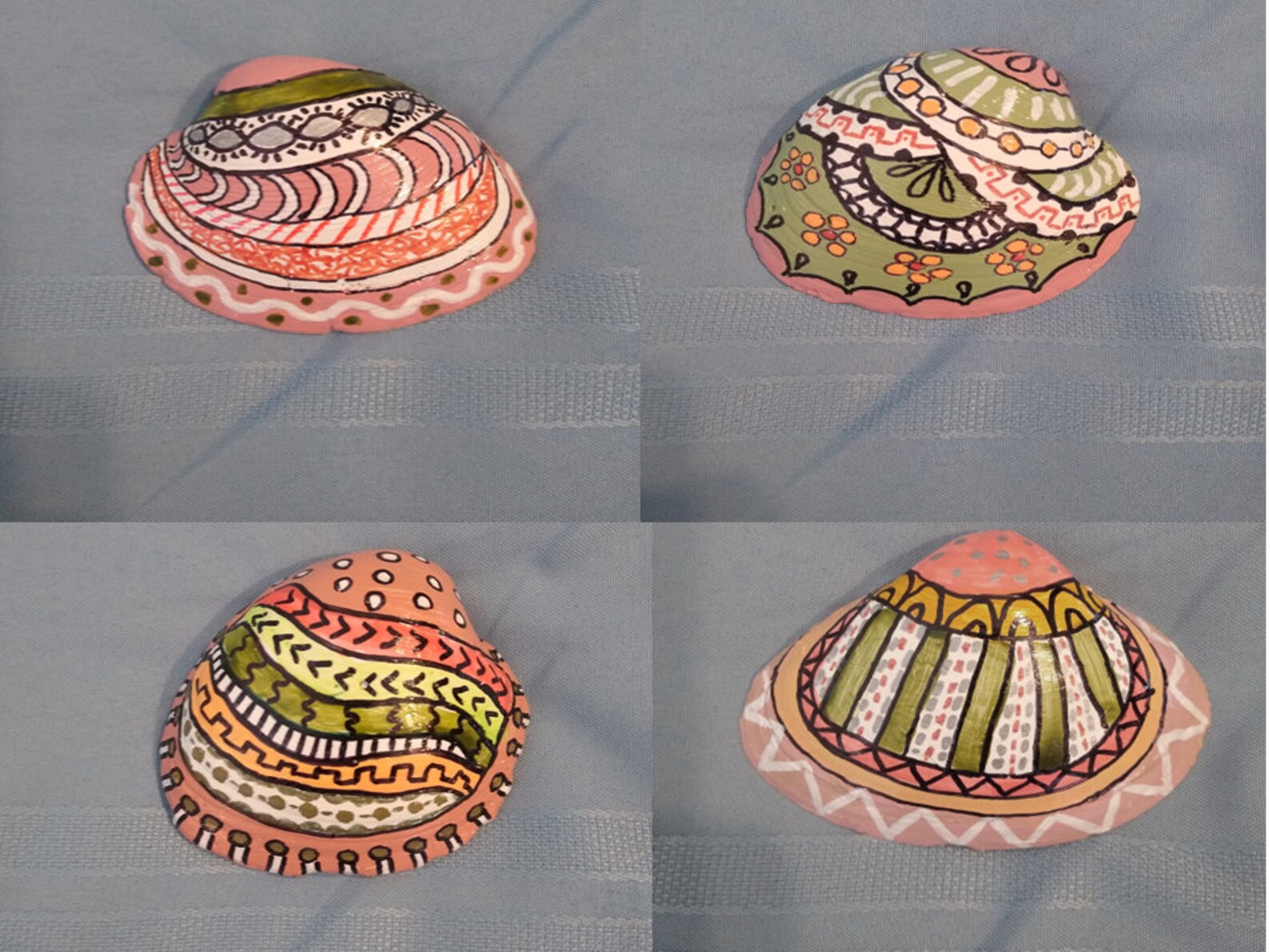 Hand Painted Patterned Seashell Collections in 4 Different Color ...