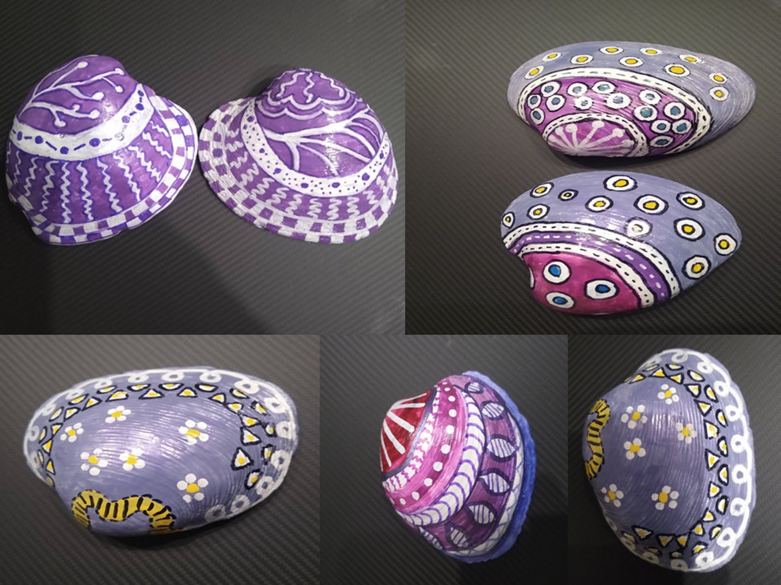 Hand Painted Patterned Seashell Collections in 4 Different Color ...