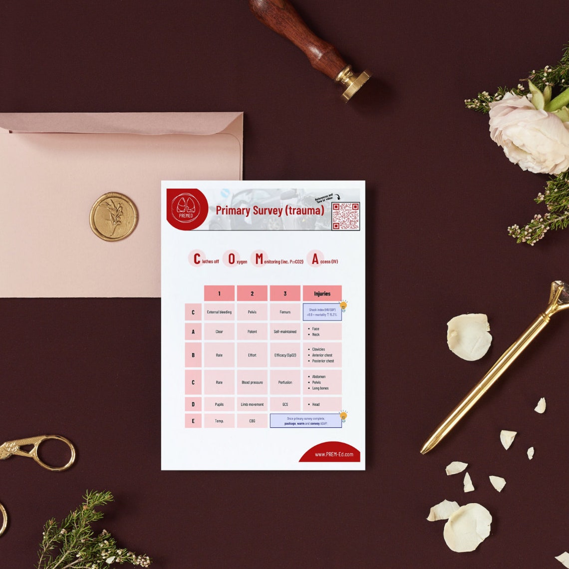 Primary Survey (trauma) Card - Etsy