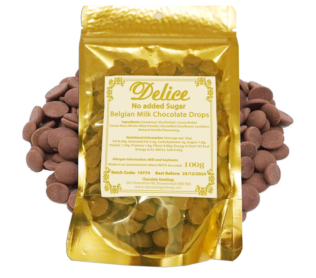 Delice No Added Sugar Belgian Milk or White Chocolate Drops - Sugar Free - Keto - Etsy