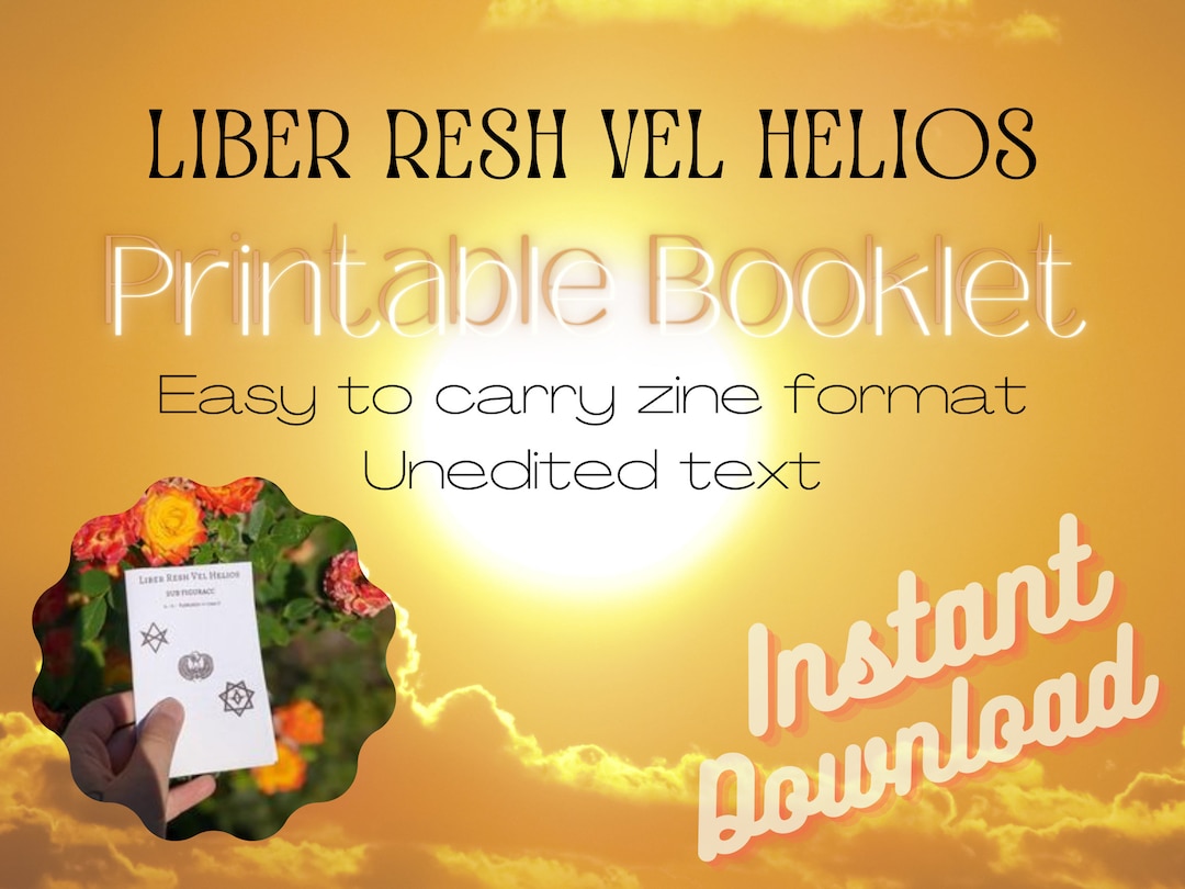 Liber Resh Vel Helios Printable Reference, Zine Format, Thelema, Crowley, Occult, OTO, Egyptian ...