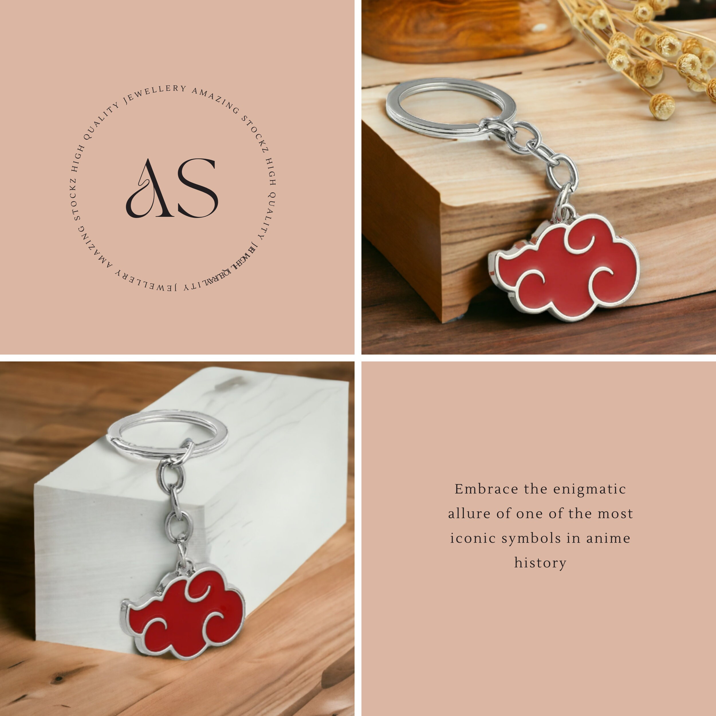 Handcrafted Anime Akatsuki Red Cloud Keychain Artisanal - Etsy