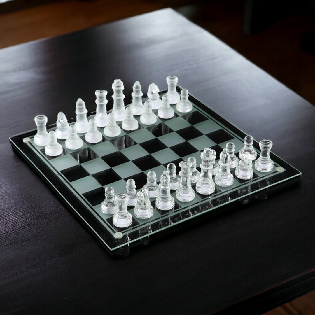 Handcrafted Crystal Chess Set With Frosted/polished Glass Board and 32 ...